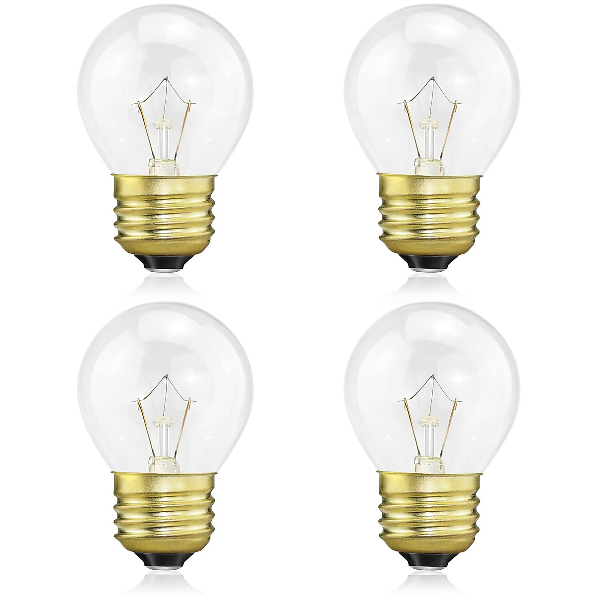 Oven Light Bulb 40 Watt, G45 Clear - High Temp 120V 415 Lumens E26 Standard Base, Appliance Light Bulb for Stove Refrigerator Microwave 4-Pack