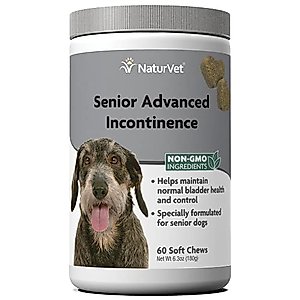 NaturVet Senior Advanced Incontinence Dog Supplement – Helps Support Dog’s Bladder Control, Normal Urination – Includes Synergistic Blend of Botanicals – 60 Ct. Soft Chews