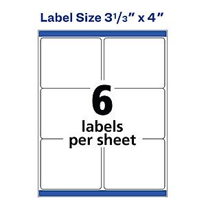 Avery Shipping Address Labels, Inkjet Printers, 150 Labels, 3-1/3x4 Labels, Permanent Adhesive, TrueBlock (8164), White