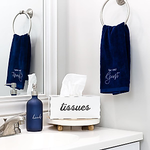 AuldHome Design White Rectangular Tissue Box, Rustic-Style Distressed Enamelware Oblong Tissue Cover Holder