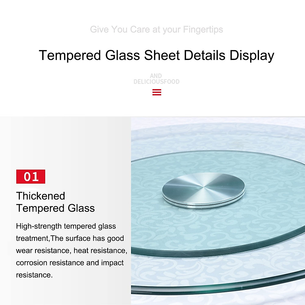 Tempered Glass Lazy Susan Turntable for Dining Table Countertop,360° Swivel Dining Table Serving Tray,Transparent Rotating Tray with Silent Bearing Centerpieces,for Spice Rack Table Cake Kitchen (Col