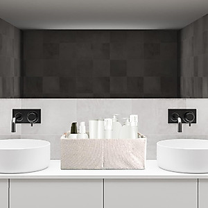 LaMorée Fabric Storage Bin Box Foldable Cotton Linen Storage Basket with Wooden Handles Rectangular Cube Decorative Home Laundry Organizer Clothes Blanket Container – Beige, Medium