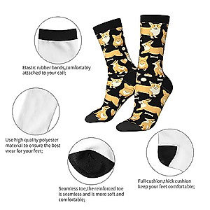 Muvtioc Funny Novelty Socks For Dog Lover,Cute Corgi Printed Casual Crew Sock Gifts For Men Women,Cute Funny Corgi