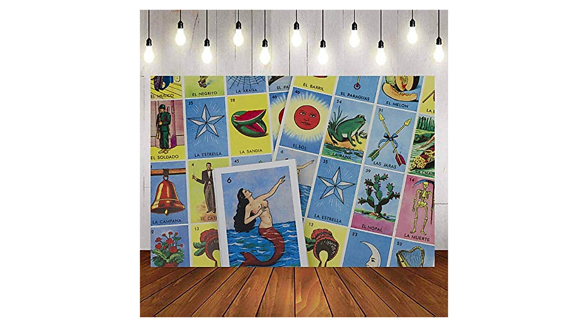 Mexico Loteria Cards Backdrop for Photography - Vibrant Mexican Party Style