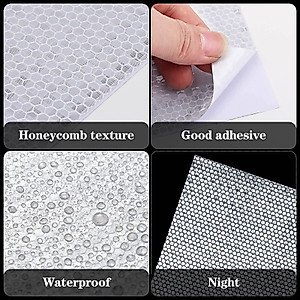 Zonon 7 Sheets 8.86'' x 11.42'' Adhesive Reflective Stickers Flexible Waterproof Warning Reflective Tape Night Lighting Safe Stickers for Car Truck Trailer Motorcycle Bicycle Mailbox