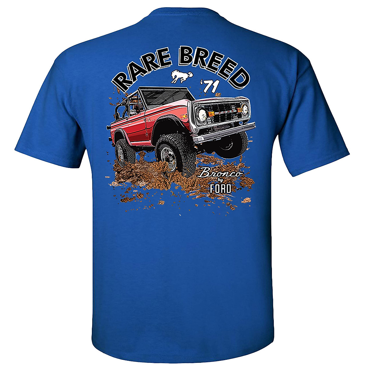 Fair Game Rare Breed Ford Bronco T-Shirt Classic Vintage Retro Bronco 1971 Truck-Royal Blue-L