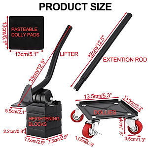 OCGIG 4 Packs Furniture Mover with Wheels, Heavy Duty Furniture Moving Dolly, Furniture Moving Sliders Lifters Tool Set for Refrigerator, Sofa, Cabinet, Maximum Load 3000LBS