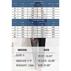 Ekouaer Short Sleeve Pajamas Set for Women Satin Silk Long Pant Pj Set Sleepwear Two Piece Nightwear Black L