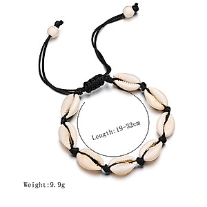 fuyo Handmade Sea Shell Bracelet, Size Adjustable for Women Beach Jewelry (White)