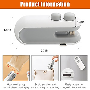 Mini Shred Bag Sealer, 2 in 1 Heat Sealer with Cutter, Portable Resealer Machine,Plastic Heat Seal Vacuum Sealer Kitchen Gadget for Mylar/Food Storage Bags (White 1-pack)