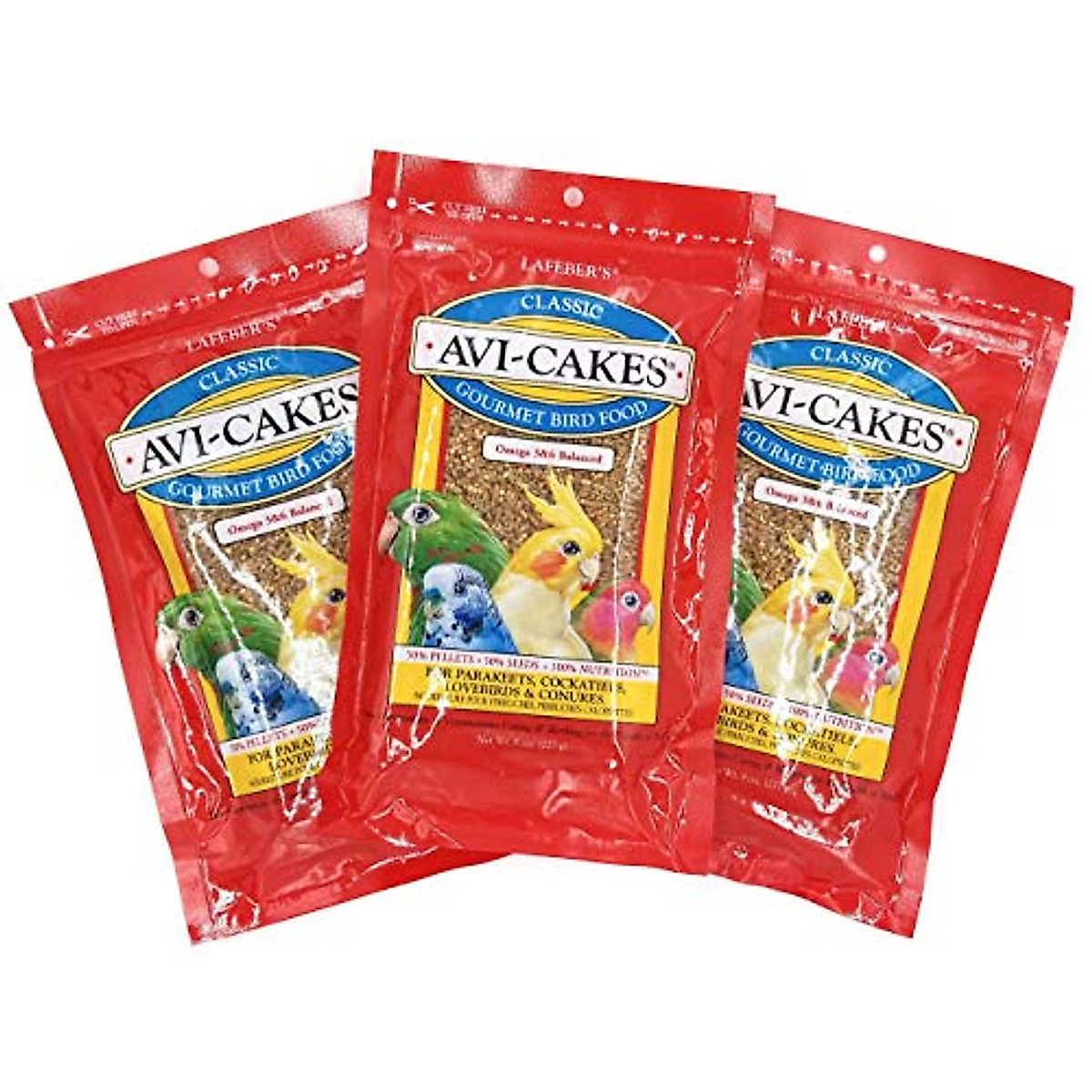 (3 Pack) Lafeber's Original Flavor Avi-Cakes for Parakeets, Cockatiels & Conures