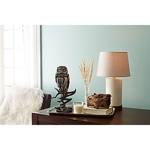 Enesco Edge Sculpture Owl Perched on Branch Animal Figurine, 12.75 Inch, Brown and White