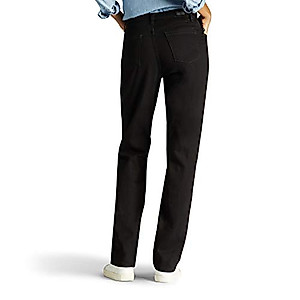 Lee Women's Missy Instantly Slims Classic Relaxed Fit Monroe Straight Leg Jean, Black, 10