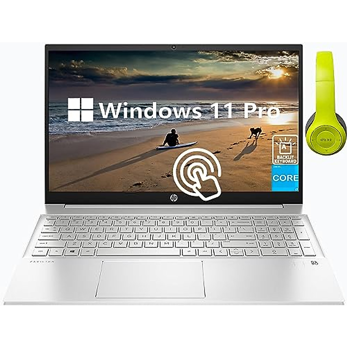 HP Pavilion 15.6 Inch FHD Touchscreen Business Laptop with 12th Gen Intel Core i7-1255U, 8GB RAM, 512GB SSD, Backlit Keyboard, HDMI, Windows 11 Pro, Silver, PCM
