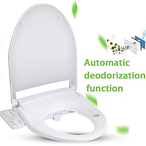 Electric Bidet Toilet Seat Round, 6-Speed Drying and Heating, Dual User Memory Mode, Instant Warmth and Comfort, Automatic Deodorization Function, Adjustable Bidet Sprayer, White, for Elderly, Women