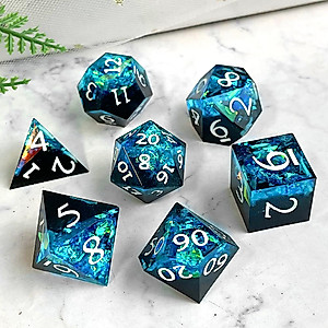 RESINWORLD 7 Piece Sharp Edge Polyhedral Dice Mold, DND Dice Resin Molds for Board Games, Silicone Molds for Resin Dice Making