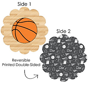 Big Dot of Happiness Nothin’ but Net - Basketball - Baby Shower or Birthday Party Round Table Decorations - Paper Chargers - Place Setting for 12