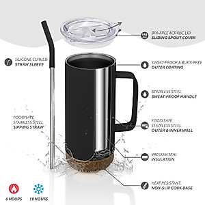 High Sierra, 2 Pack 16 oz Insulated Tumbler with Lid and Straw, Stainless steel Double Wall Travel Mug, Great for Iced Coffee