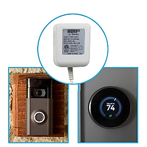 HQRP C Wire Adapter 24V AC Transformer Compatible with Ecobee Nest Honeywell Emerson Ecobee4 Smart WiFi Thermostat, 25ft Cable, White, ETL Listed