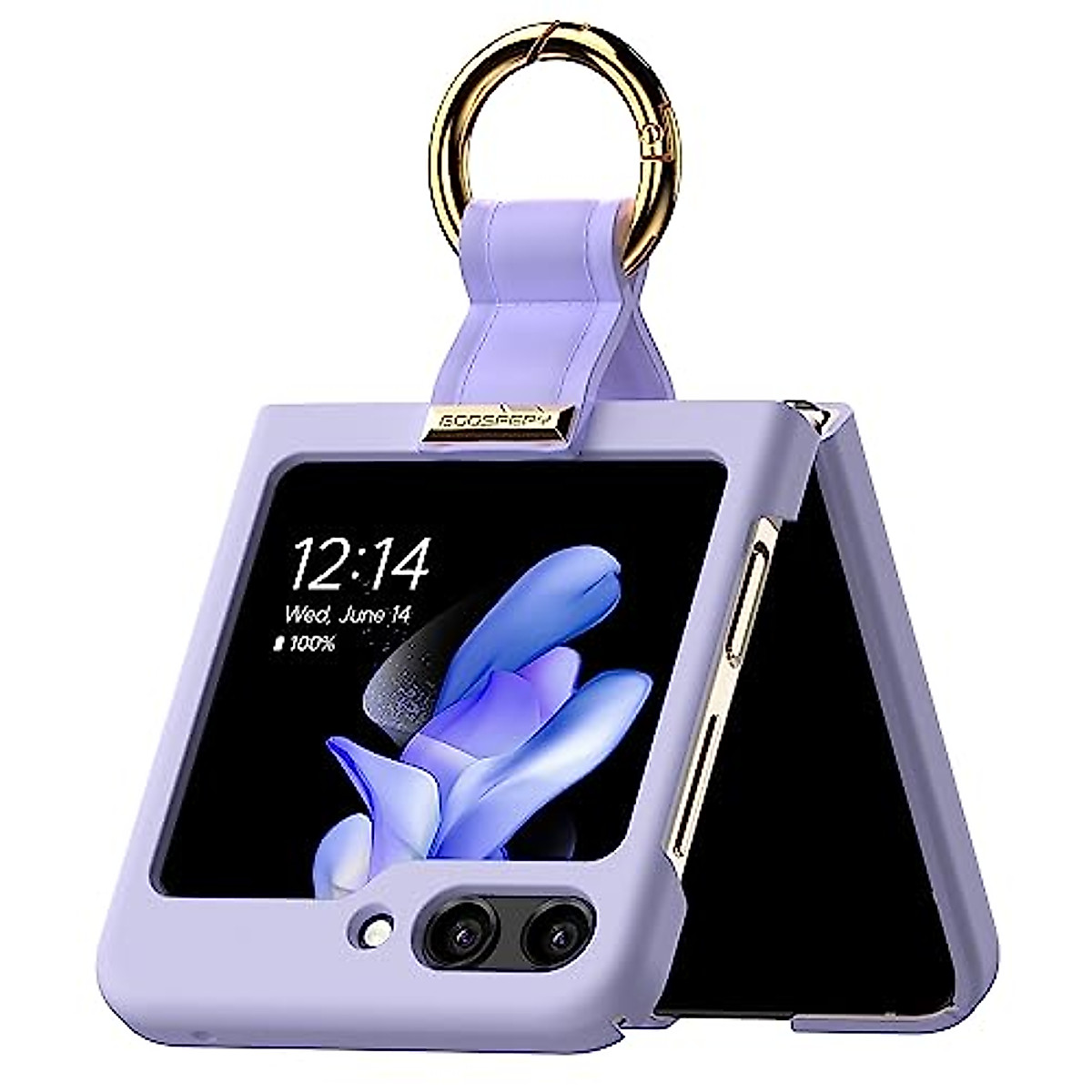 GOOSPERY Goosepry Ring Holder Case Compatible with Galaxy Z Flip 5 Case, Slim Thin Solid Pastel Sturdy Hard PC for Extra Protection Case for Z Filp5 5G 2023, Lilac Purple