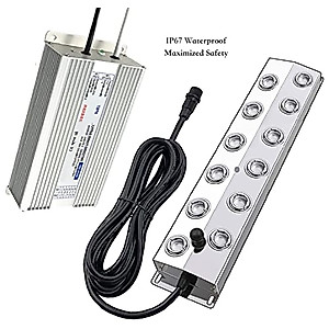 NP Mist Maker 12 Head Fogger Stainless Steel Pond Mister with Waterproof Power Supply & 5M/16.4ft Long Cable Ultrasonic Humidifier for Water Fountain Spray Machine