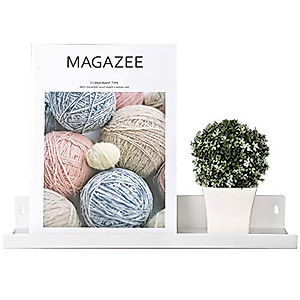 Hoanvi Metal Floating Shelves Storage for Photo Ledge Display, White Wall Mount Book Shelf Organizer for Kids, Wall Hanging Shelf Décor for Living Room, Entryway, Bathroom, Bedroom. (Set of 2)