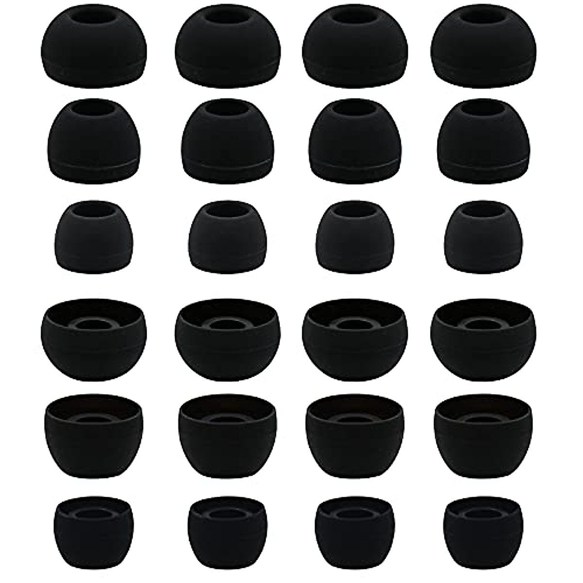 BLLQ 12 Pairs Silicone Replacement Earbud Ear Buds Tips Compatible with Skullcandy Sesh Evo and Other 3.8mm to 5.5mm Nozzle Earbuds Earphones, S/M/L Black