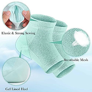 Moisturizing Gel Heel Socks for Dry Cracked Feet, Shynek 3 Pairs Spa Socks Lotion Toeless Socks for Women Dry Cracked Heel Feet Repair, Foot Care (Black, Grey, Green)