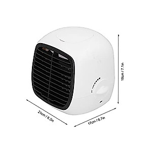 Portable Air Conditioner, 2 in 1 USB Charging Desktop Air Cooler for Dormitory, Home, Office, Room, Camping Car, White