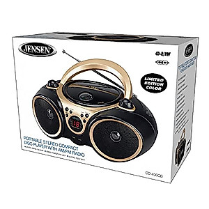 Jensen CD-490 Champagne Portable Sport Boombox Stereo CD Player with AM/FM Radio and Aux Line-in & Headphone Jack (Limited Edition Color)
