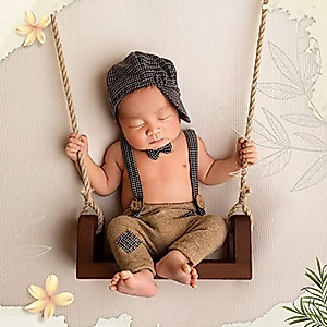 M&G House Newborn Photography Props Swing Prop Wooden Swing Baby Photo Props Wooden Prop Swing Baby Photoshoot Props Newborn Photography Accessory(Brown, 6 Sunflowers)