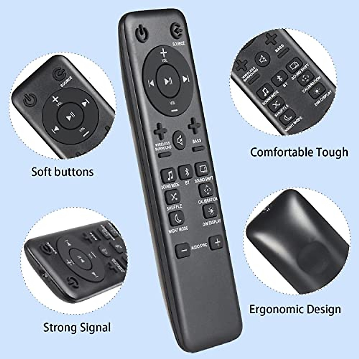 Remote Control Compatible with JBL Soundbar 5.1/3.1/2.1 JBLBAR51BLKAM JBLBAR51BLKEP JBLBAR51BLKAM-Z JBLBAR51IMBLKBR JBLBAR51IMBLKAS Channel 4K Ultra HD Soundbar System with Batteries