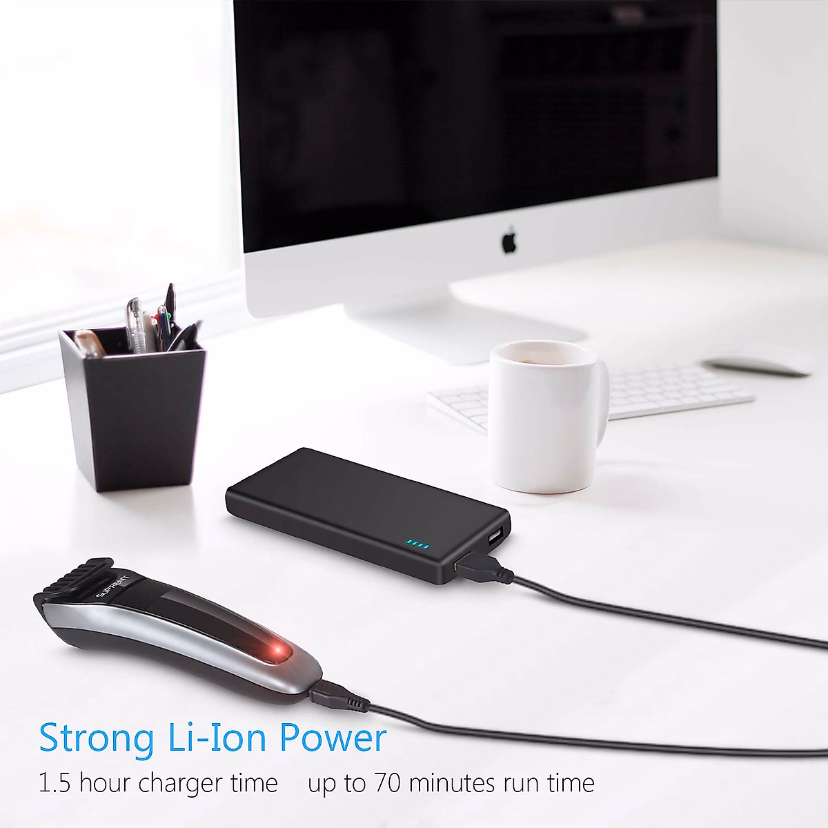 SUPRENT Beard Trimmer Adjustable length 7 Built-in Precise Lengths 2mm-14mm Beard Trimmer with 1 hour Fast&Quick USB Charge, Li-ion Battery