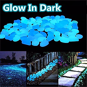LNATOVI 120PCS Garden Glow Rocks - Outdoor Glow in The Dark Rocks - Luminous Stone for Lawn,Bonsai,Patio,Walkwa (Multi)