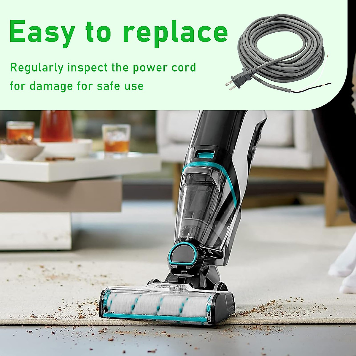 Sxkxm Vacuum Cleaner Power Supply Cord 36ft 17/2 12amp Power Cord Compatible with Biessll Vacuum Cleaner, for All Upright Vacuums Power Cord Replacement