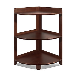 DOUSY 3 Tier Bamboo Corner Bookshelf, Mid Century Modern Corner Shelf, 24" Short Corner Bookcase with Storage Display Rack for Living Room, Bedroom, Home Office