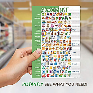 Visual Grocery List Magnet Pad for Fridge - Icon Shopping List Magnetic Pad for Refrigerator - 6 x 9 inches - 50 Tear-Off Sheets - Weekly Planner Memo Notepad for Meal Planning, Menu, Food & Groceries
