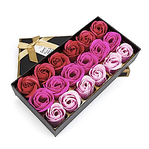 Bath Soap Rose Flower - Rose Petals for Bath, Floral Scented Rose Soap Petals Body Soap in Gift Box for Valentine's Day Anniversary Birthday Mothers Day, Gifts for Her (18 Pcs/Box Gradient Pink)