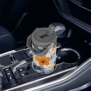 SYJTGDE Large Capacity Car Cup Blue And Orange Flowers Fashionable Upgrade Car Cup Advanced And Beautiful Travel Cup