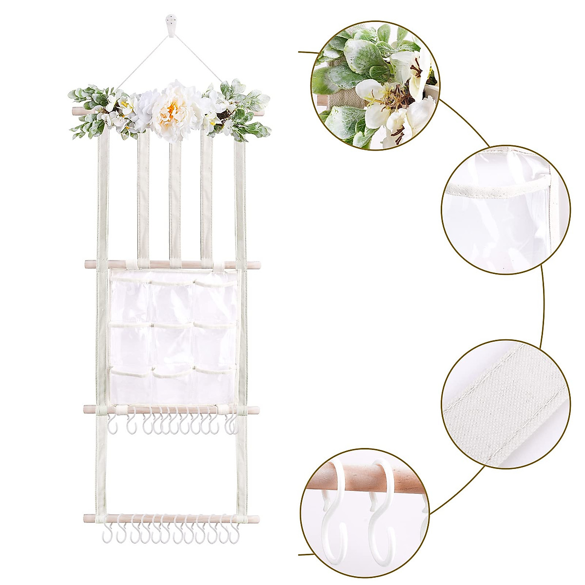 OOSAKU Headbands Holder for Girls Baby Hair Accessories Organizer Storage Wall Hanging Decor for Toddler Girls Room Wall Door Closet Hair Bows Organizer (fdzlq-5)