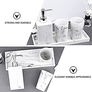Cabilock 1 Set Bathroom Four Piece Set Dresser Tray White Ceramic Countertop Soap Dispenser Tray Soap Dispenser Organizer Sink Soap Dispenser Holder Soap Liquid Dispenser Nordic Toiletries