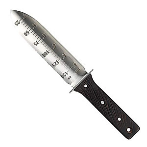 GARTOL Hori Hori Gardening Knife Tools - Weeding & Digging Knife, with 7.1inch Double Sharp Edge Japanese Blade and Full Tang Handle, Cowhide Protective Sheath, Sharpening Whetstone