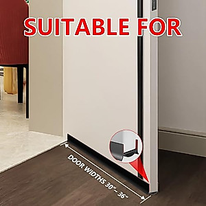 Door Draft Stopper, 36” Cuttable Weather Stripping Door Seal， Strong Adhesive Door Sweep for Exterior and Interior Doors. (1, Black)