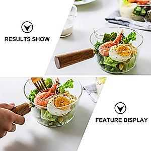 HANABASS Creamer Mug Pan Mini Butter Warmer Wooden Handle Heating Liquid Pot 600ML Glass Triple Pitcher Barista Single Spouts With Wood Handle Sauce Pot Assorted Color