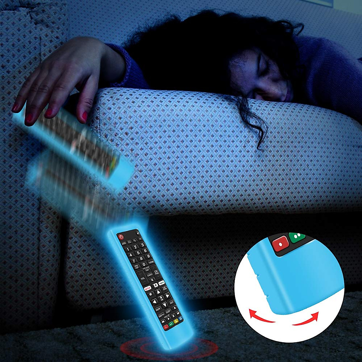 Silicone Protective Case for LG AKB75095307 AKB75375604 AKB74915305 Remote Control, Shockproof Anti-Lost Remote Cover Holder Skin Sleeve Protector for LG Smart TV Remote (Glow Blue)