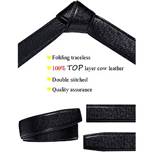Barry.Wang Mens Belt Leather 2pack,Slide Ratchet Belt Buckle Dress Casual Gift Adjustable,Trim to Fit
