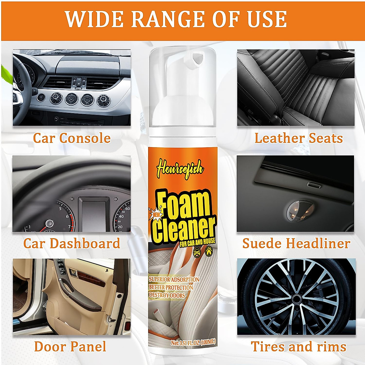 HORSEFISH TOOL All Purpose Cleaner, Car Foam Cleaner (2 Pack)