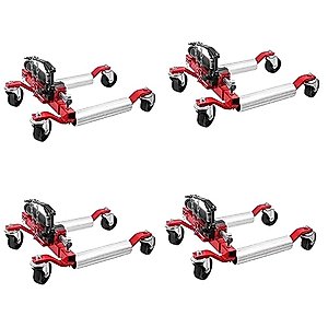MERXENG 4PC Wheel Dolly, 1500LBS Capacity Car Dolly with Hydraulic Tire Jack for Vehicle Positioning for Truck RV Trailer