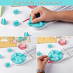 Ecraft Paper Trimmer Replacement Blades Use for 4 Style Multi-Function Scrapbooking Tool with Dial Blades of Wave Paper Cutter Blade Refills Mint Green (4 Pack）