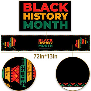 Pudodo Black History Month Table Runner African American Afro Festival Holiday Kitchen Dining Room Home Decoration (13" x 72")